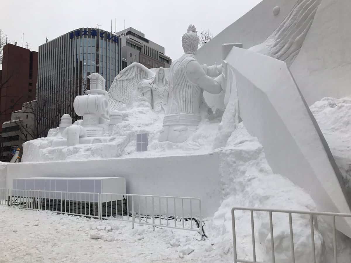 Final Fantasy VII Remade Snow Sculpture at Sapporo Snow Festival ...
